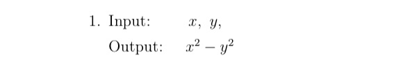 Solved 1. ﻿Input: x,y ﻿output: ,x2-y2 ﻿In python. | Chegg.com