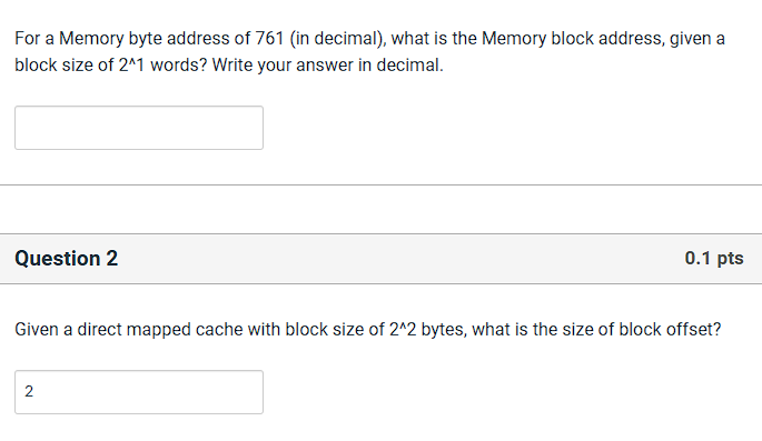 Solved For a Memory byte address of 761 (in decimal), ﻿what | Chegg.com