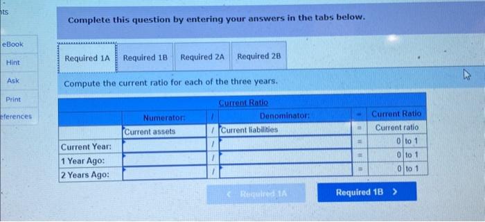 Solved (1-a) compute the current ratio for each of the three | Chegg.com