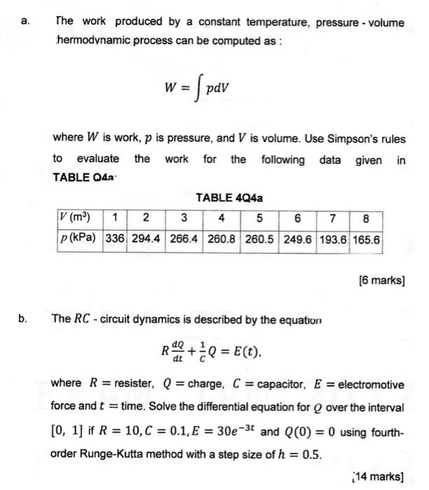 Solved a. b. The work produced by a constant temperature, | Chegg.com