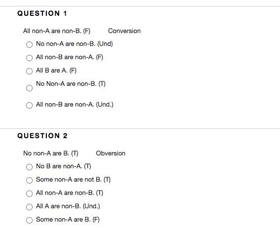 Solved QUESTION 1 All non-A are non-B. (F) Conversion No | Chegg.com