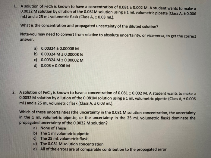 Solved 1. A solution of FeCl3 is known to have a | Chegg.com