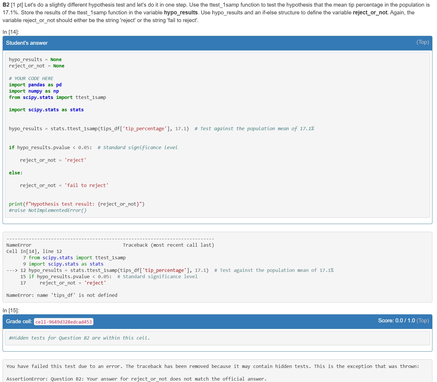 Solved B2 [1 ﻿pt] ﻿Let's do a slightly different hypothesis | Chegg.com
