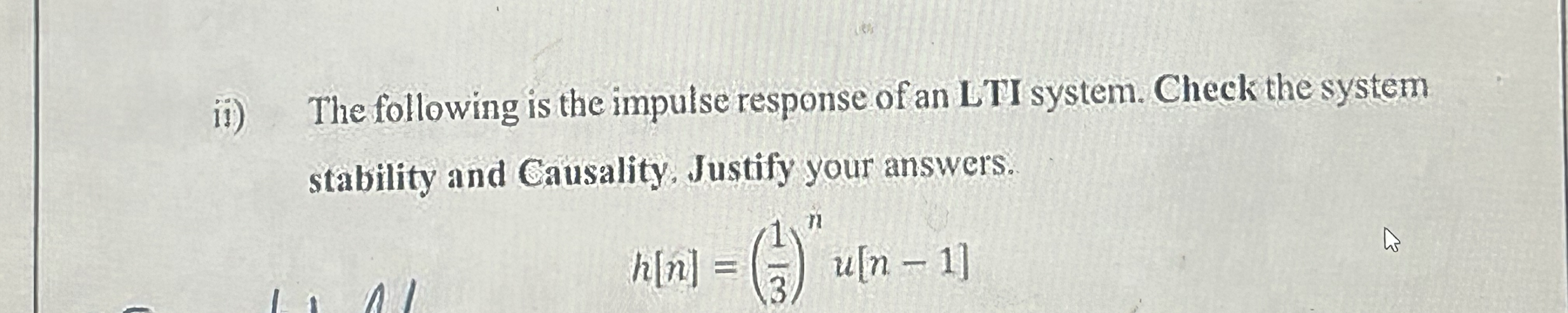 Solved Steps for ii) ﻿The following is the impulse response | Chegg.com