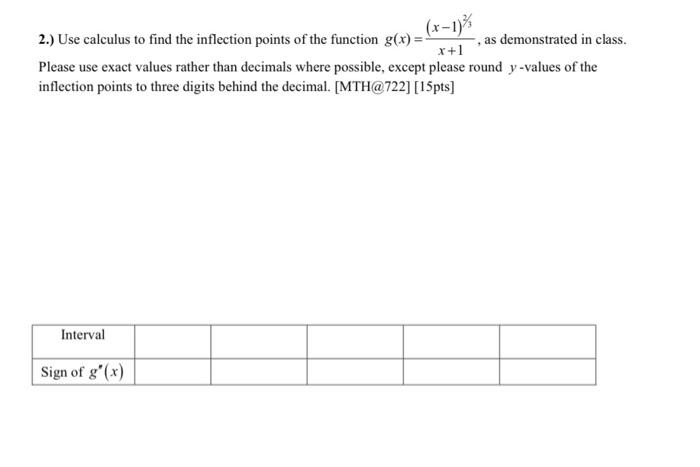 Solved 2.) Use calculus to find the inflection points of the | Chegg.com