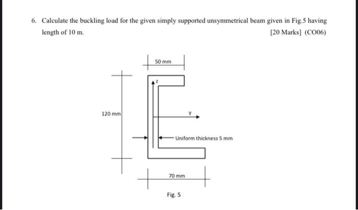 Solved 6. Calculate the buckling load for the given simply | Chegg.com