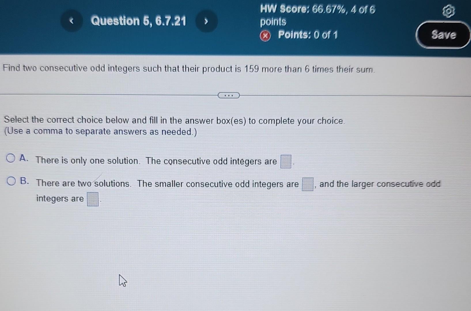 Solved Find two consecutive odd integers such that their | Chegg.com