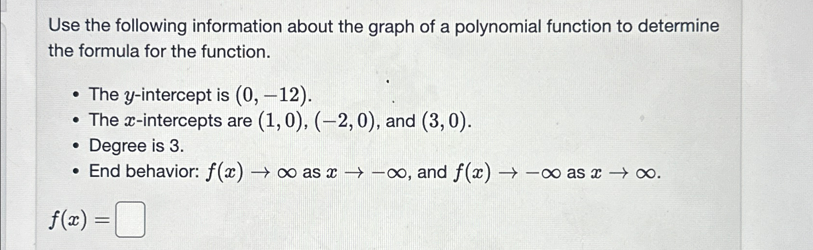 Solved Use the following information about the graph of a | Chegg.com