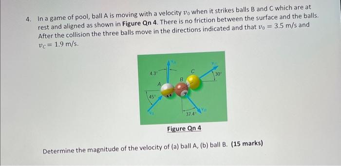Solved In a game of pool, ball A is moving with a velocity | Chegg.com