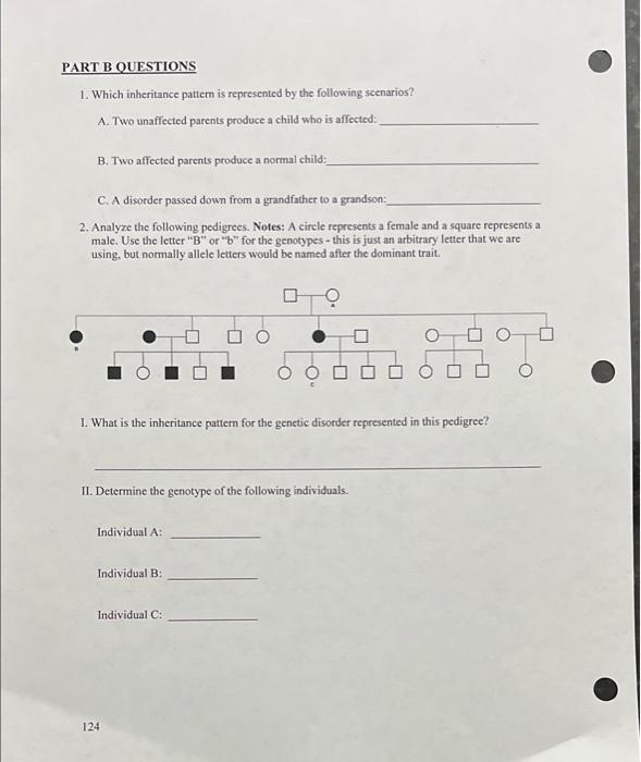 Solved PART B QUESTIONS 1. Which inheritance pattern is | Chegg.com