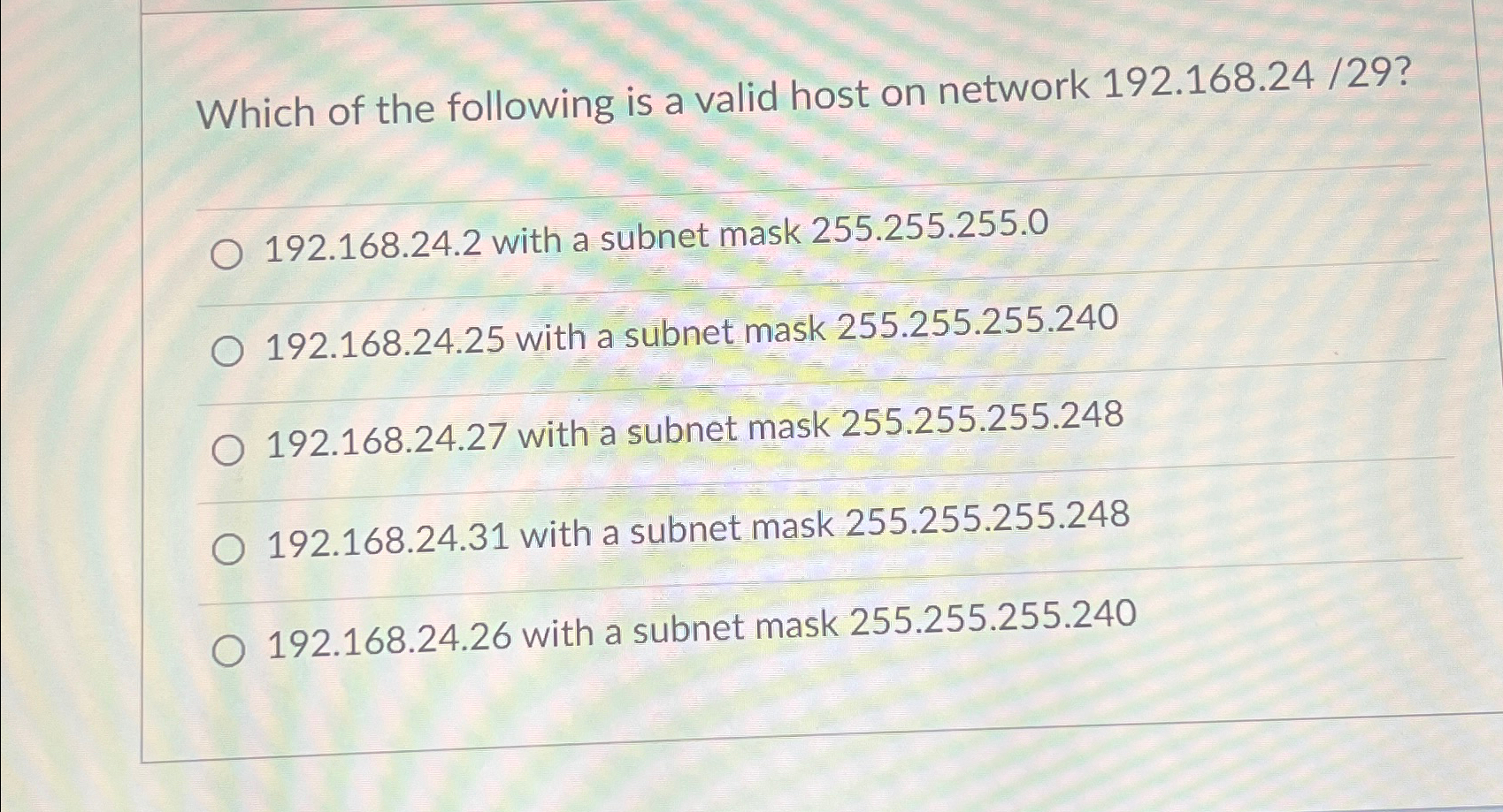 Solved Which of the following is a valid host on network | Chegg.com