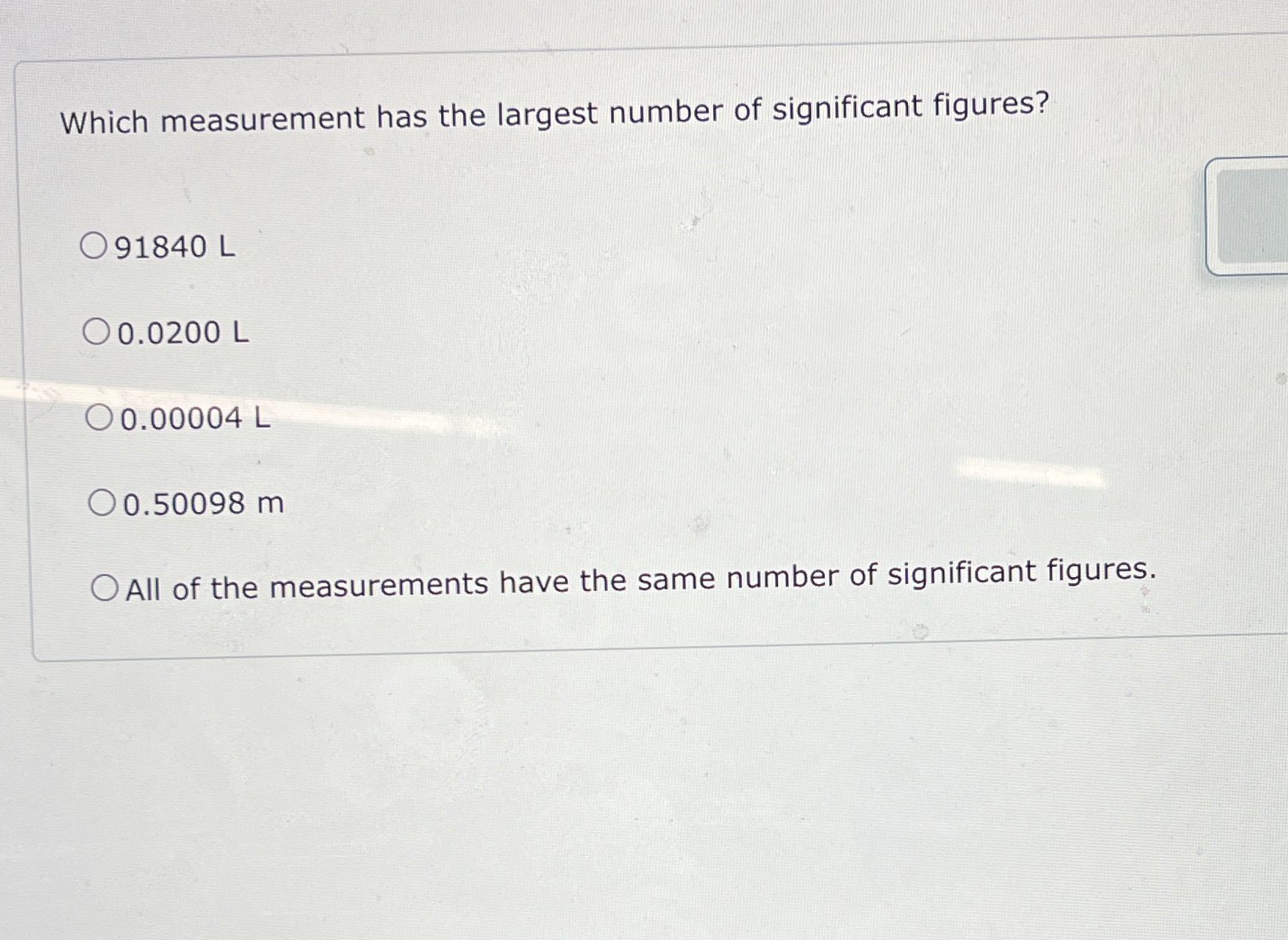 Solved Which measurement has the largest number of | Chegg.com