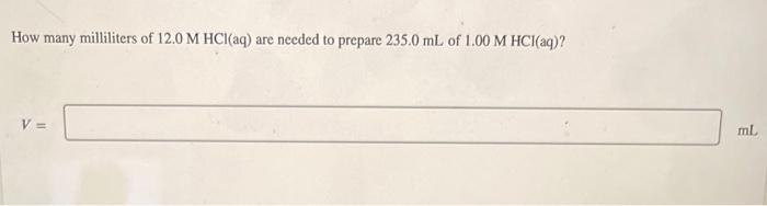 Solved How many milliliters of 12.0MHCl(aq) are needed to | Chegg.com