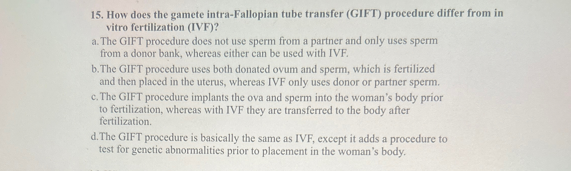Solved How does the gamete intra-Fallopian tube transfer | Chegg.com