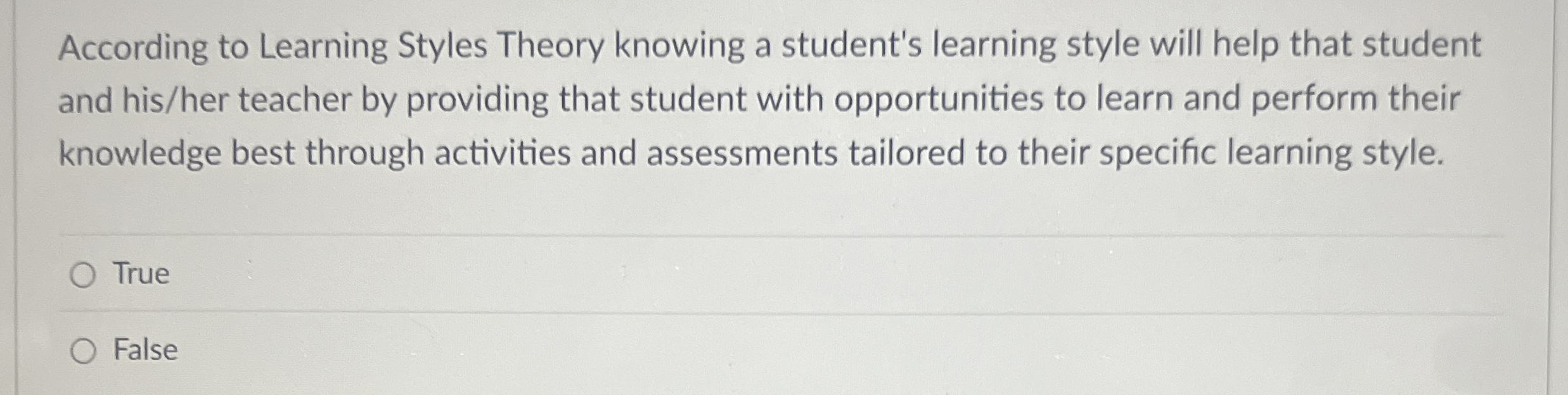 Solved According to Learning Styles Theory knowing a | Chegg.com