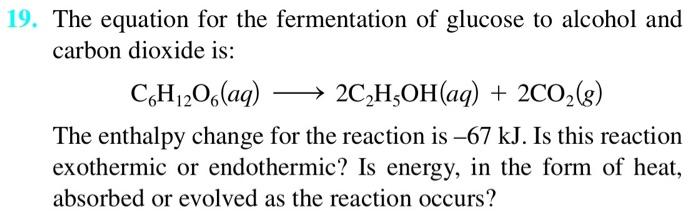 Solved The equation for the fermentation of glucose to | Chegg.com