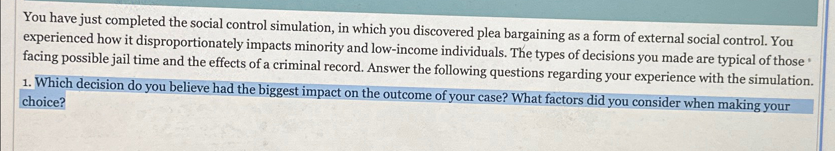 You have just completed the social control | Chegg.com