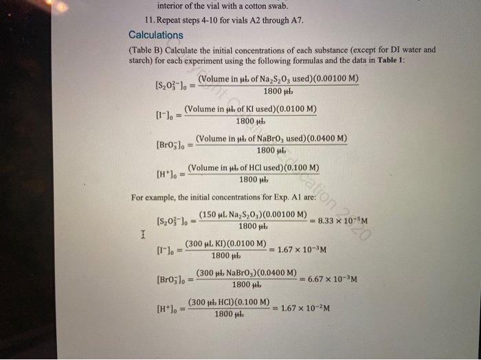 Data And Report Submission - Kinetics Of lodine Clock | Chegg.com