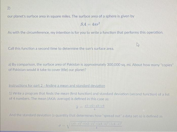 Solved Instructions for part 1 - Earth and sun circumference | Chegg.com