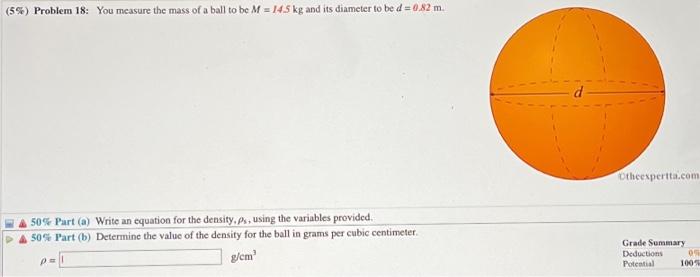 Solved (5\%) Problem 18: You measure the mass of a ball to | Chegg.com