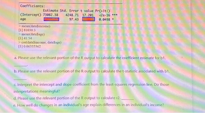 Solved Coefficients: Estimate Std. Error t value Pr(>ltl) | Chegg.com