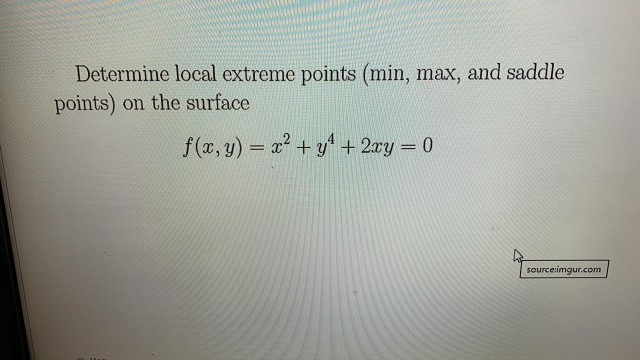 Solved Determine local extreme points (min, max, and saddle | Chegg.com