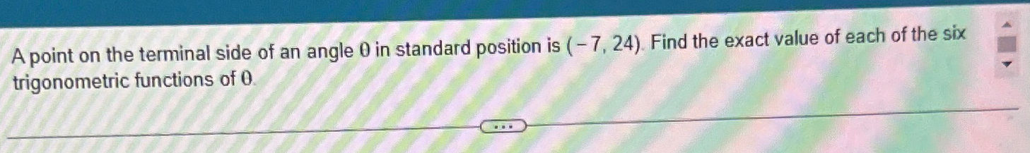 A point on the terminal side of an angle θ ﻿in | Chegg.com
