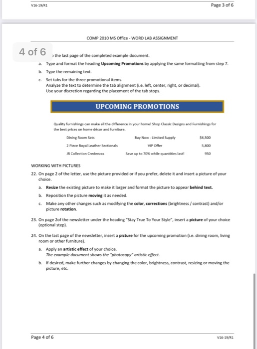 COMP 2010 MS Office - WORD LAB ASSIGNMENT Word Lab | Chegg.com