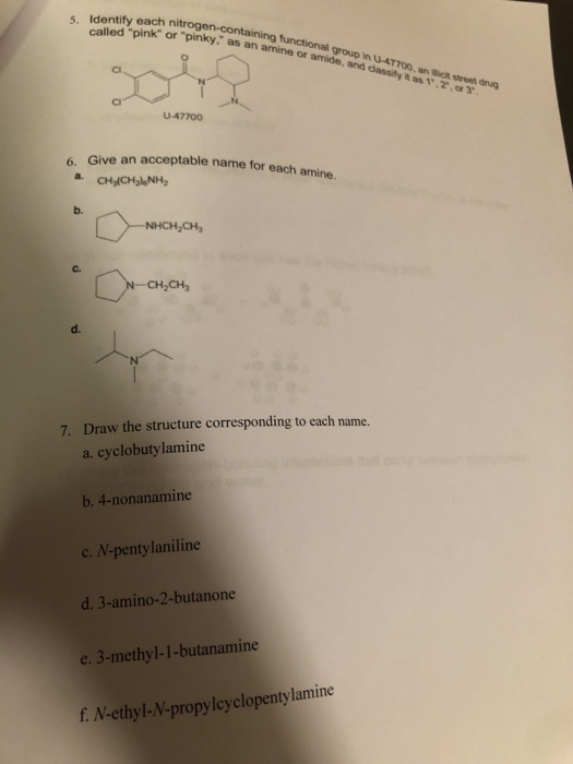 Solved 5. Identify each nitrogen called "pink or pinky. as | Chegg.com