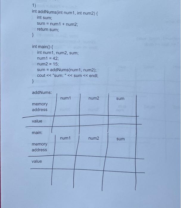 Solved 1 Int Addnumsint Num1 Int Num2 Int Sum Sum 