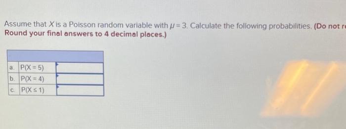 Solved Assume that X is a Poisson random variable with μ=3. | Chegg.com