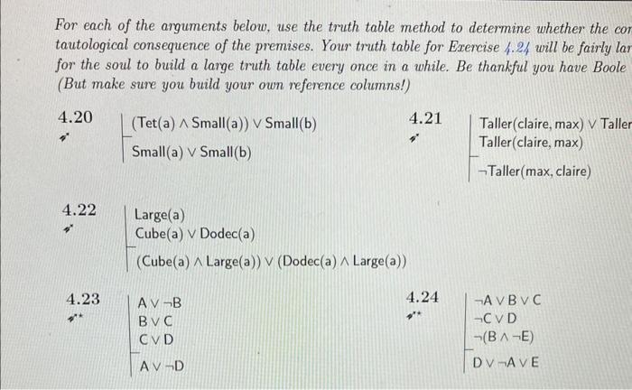 For each of the arguments below, use the truth table | Chegg.com