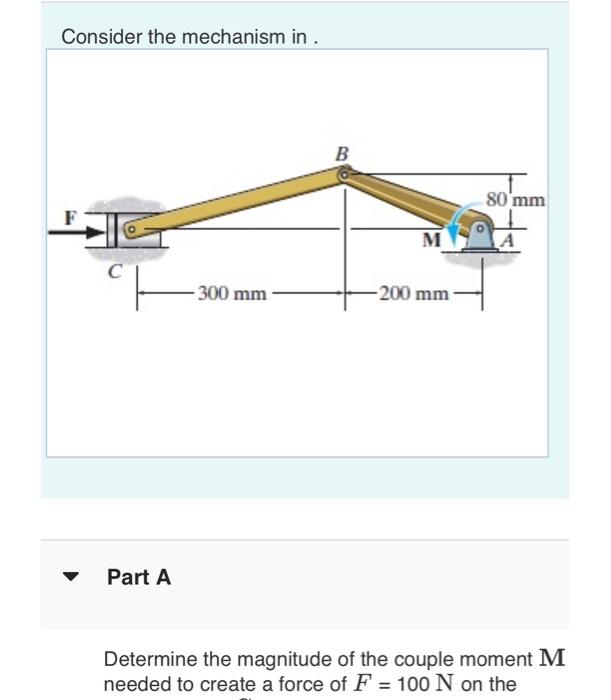 Solved Part A Determine the magnitude of the couple moment M | Chegg.com