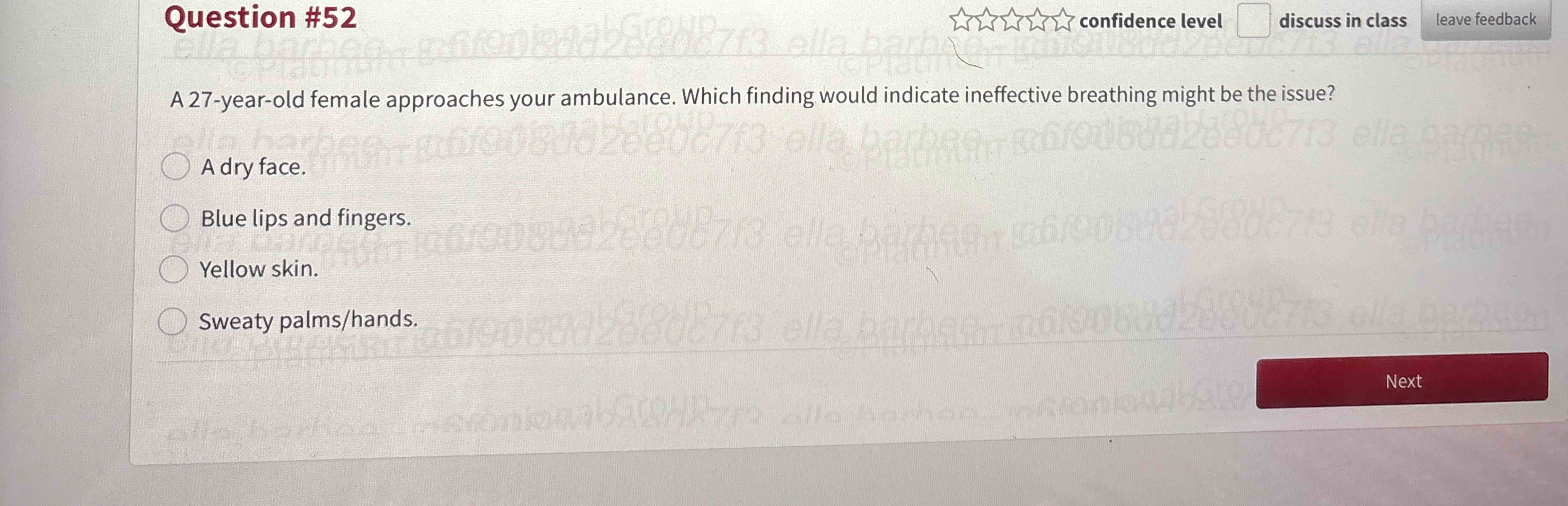 Solved Question \#52 ﻿discuss in classA 27-year-old female | Chegg.com
