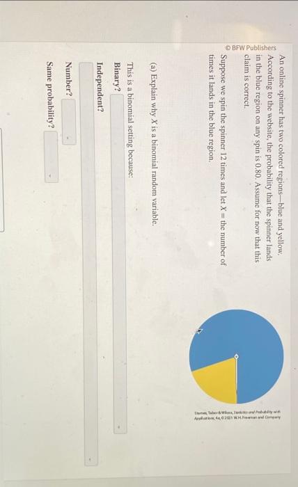 Solved An online spinner has two colored regions-blue and | Chegg.com