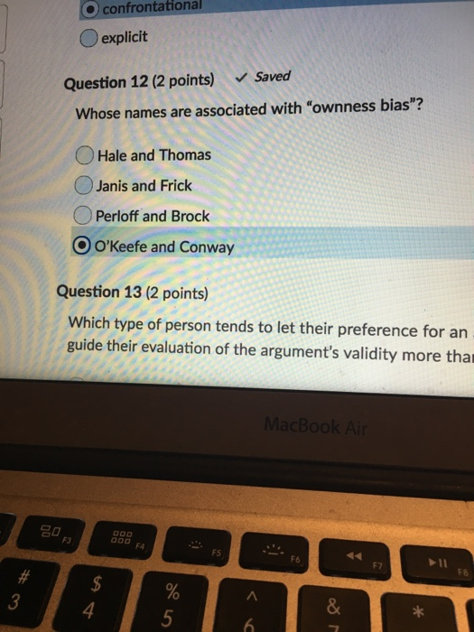 Solved O confrontational O explicit Question 12 (2 points) | Chegg.com