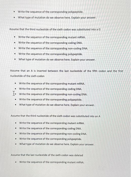 Solved PROBLEM 6 The following sequence shows the wild type | Chegg.com