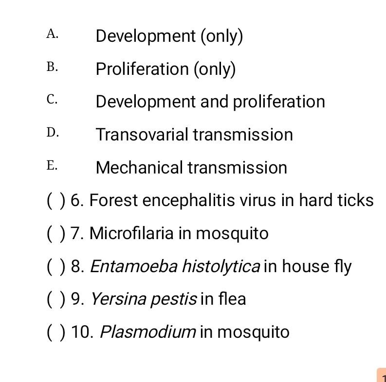 A. Development (only) в. Proliferation (only) c. | Chegg.com A. Development (only) в. Proliferation (only) c. | Chegg.com