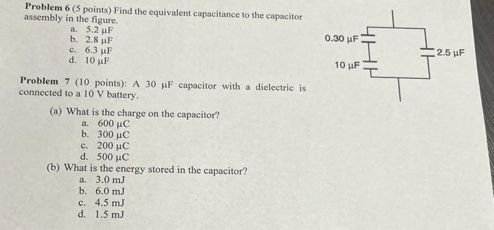 Problem 6 ( 5 points) Find the equivalent capacitance | Chegg.com
