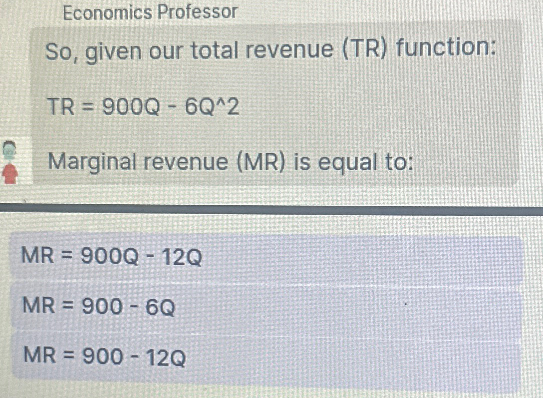 Solved Economics ProfessorSo, ﻿given our total revenue (TR) | Chegg.com