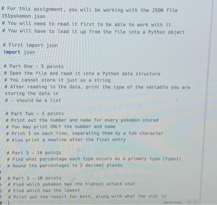 Solved \# For this assignment, you will be working with the | Chegg.com