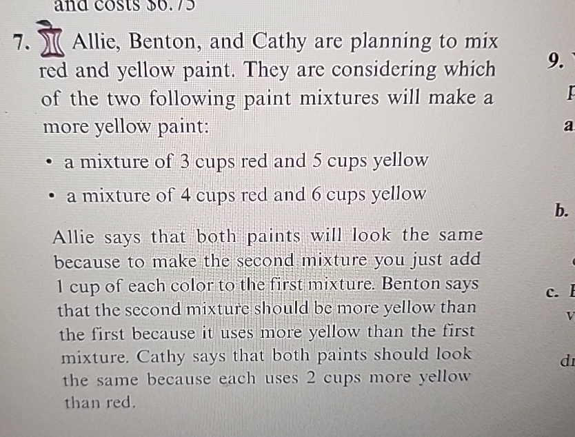 Solved III Allie, Benton, and Cathy are planning to mix red | Chegg.com
