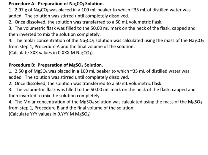 Solved A. Calculate the Molar Concentration of the Na2CO3 | Chegg.com