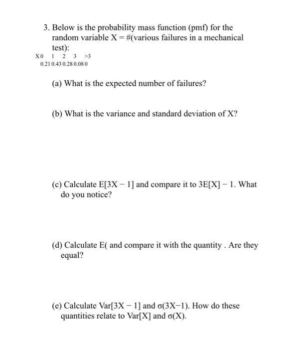 Solved 3. Below is the probability mass function (pmf) for | Chegg.com
