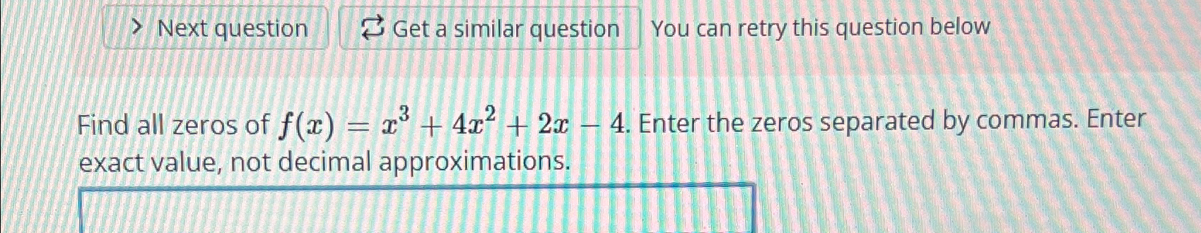 Solved ⇄ ﻿Get a similar question You can retry this question | Chegg.com