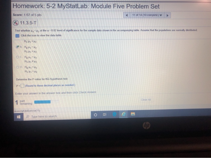 Solved Homework: 5-2 MyStatLab: Module Five Problem Set | Chegg.com