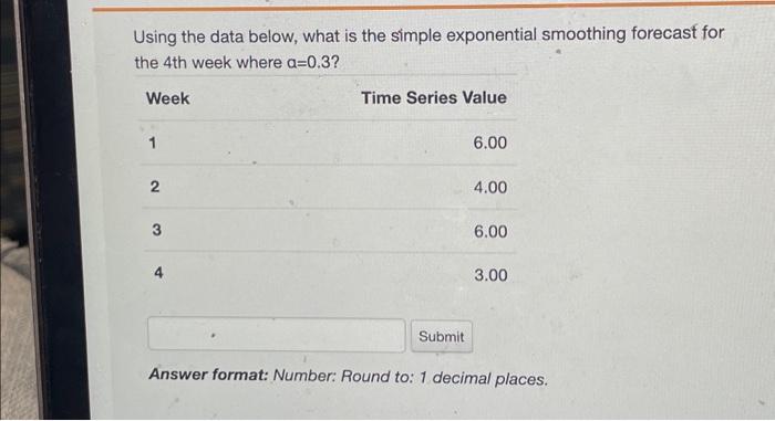 Solved Using the data below, what is the simple exponential | Chegg.com