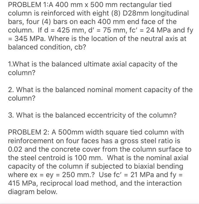 Solved PROBLEM 1:A 400 mm x 500 mm rectangular tied column | Chegg.com