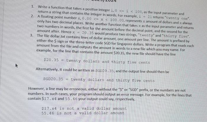 Solved 1 Write A Function That Takes A Positive Integer 
