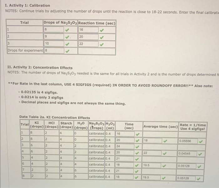 Solved 1. Activity 1: Calibration NOTES: Continue trials by | Chegg.com